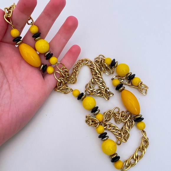 Vintage | Jewelry | Vintage Yellow Real Wood Beaded Fall Boho Beach ...